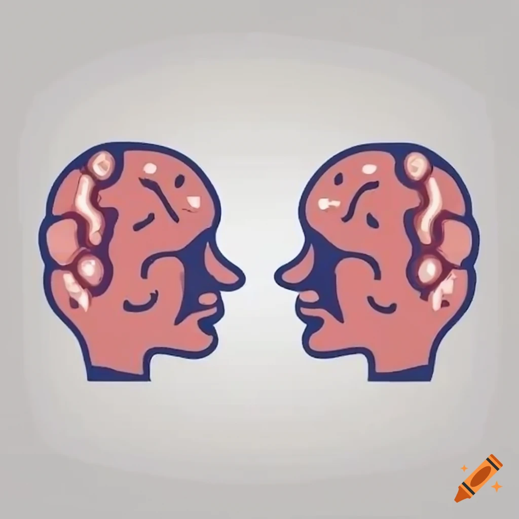 Two brains engaged in intense intellectual debate