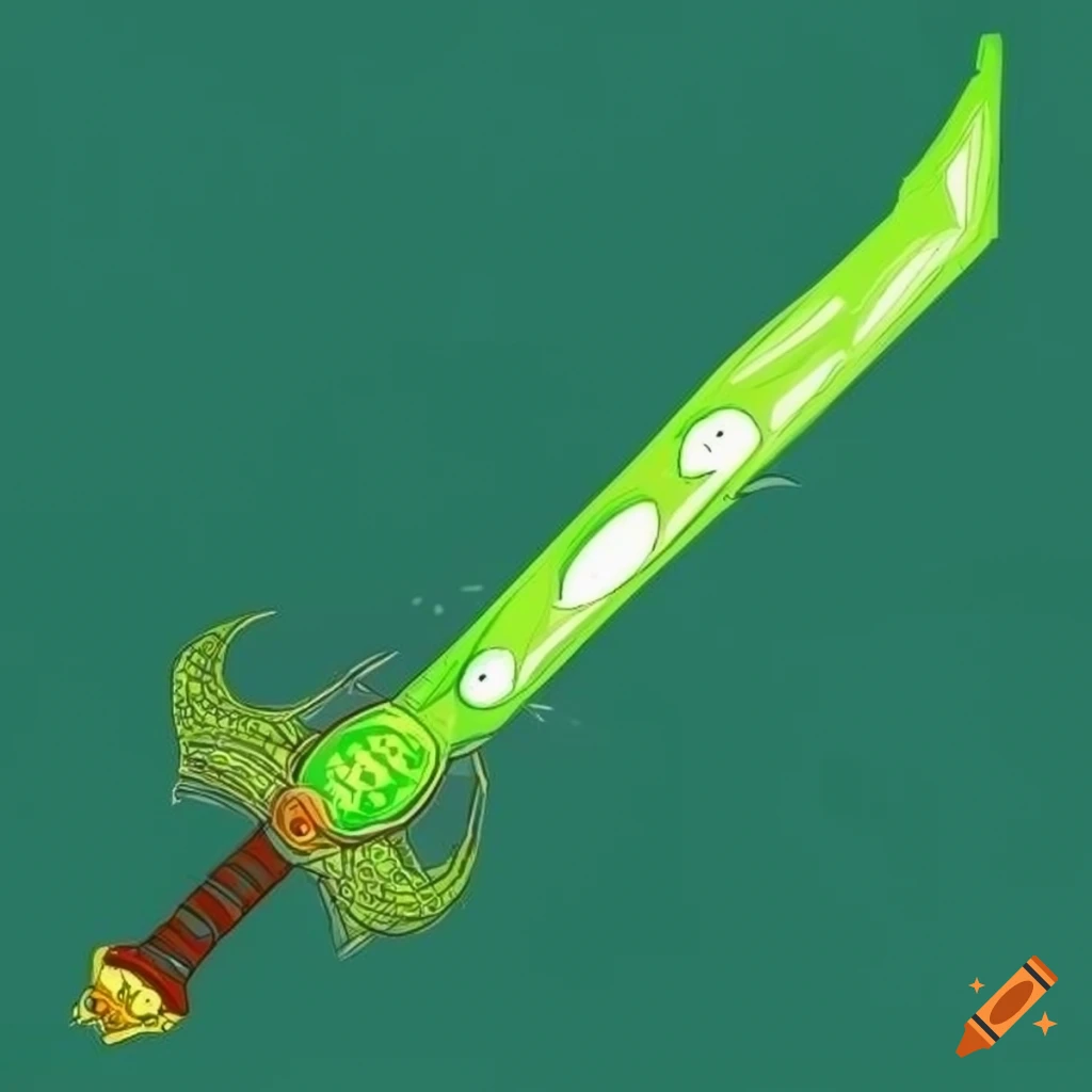 Vector drawing of sci-fi green sword on Craiyon