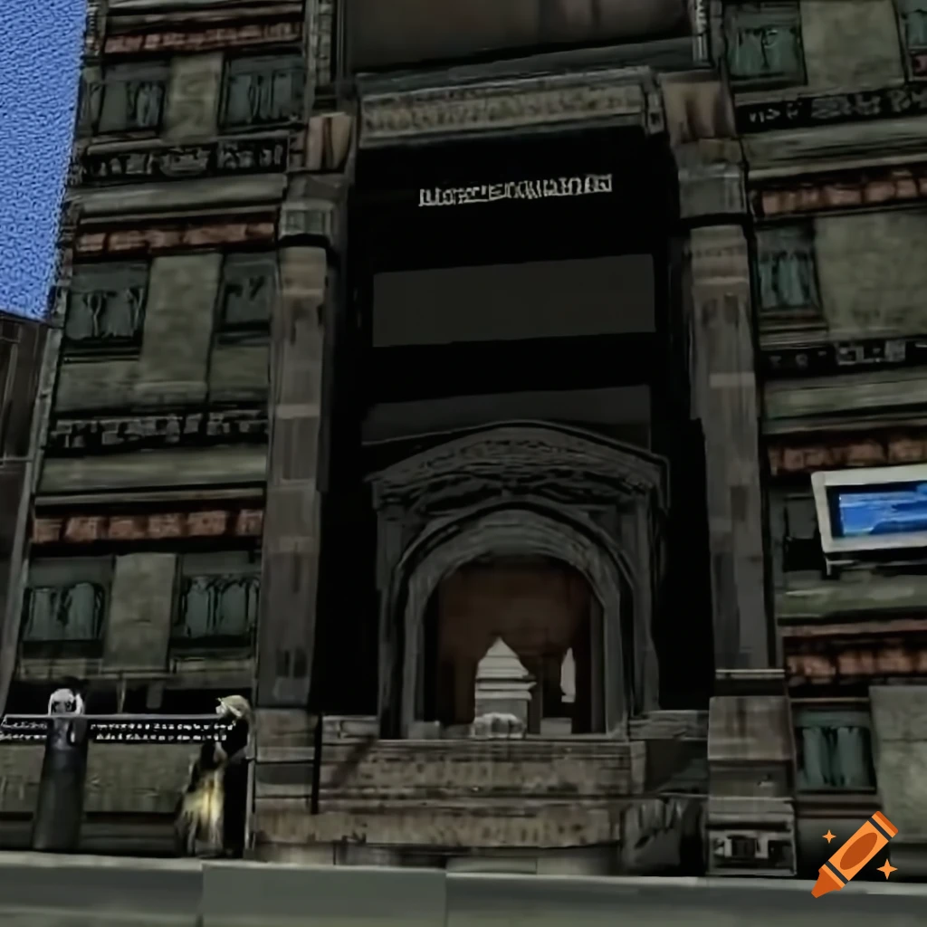 Iranian Bank Building with black bricks , Screenshot from ps3 video ...