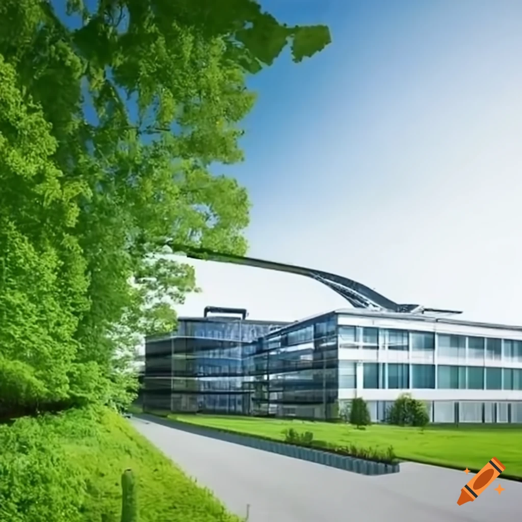 A high-tech factory with modern facilities and a sustainable green ...