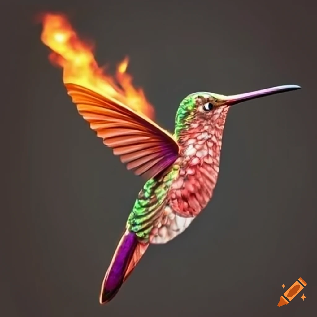 A hummingbird made of fire on Craiyon