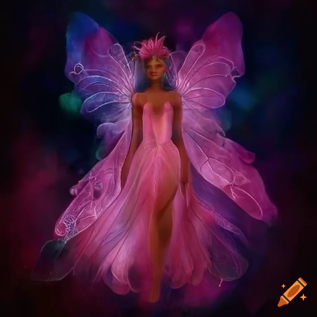 Vibrant pink multiethnic fairies on Craiyon