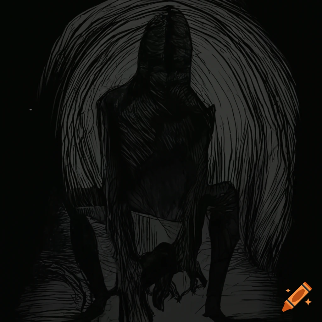 Shadowy horror creature grainy night vision on Craiyon