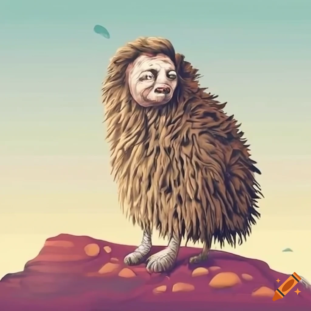 Draw a haggis walking on cliffs