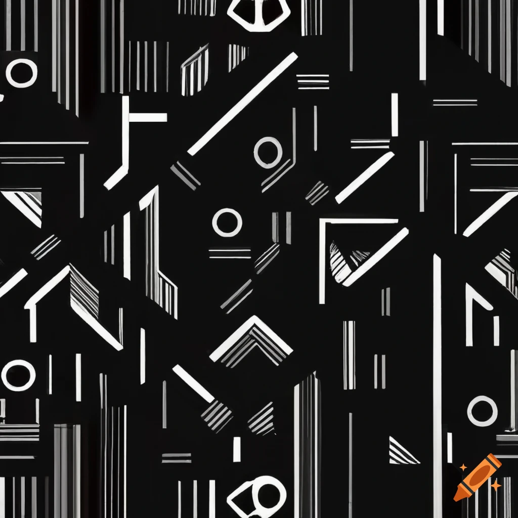 Abstract monochrome art with geometric shapes on Craiyon