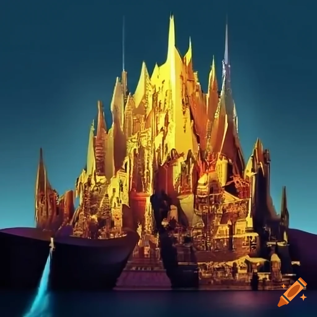 Gold castle futurist architectures on Craiyon