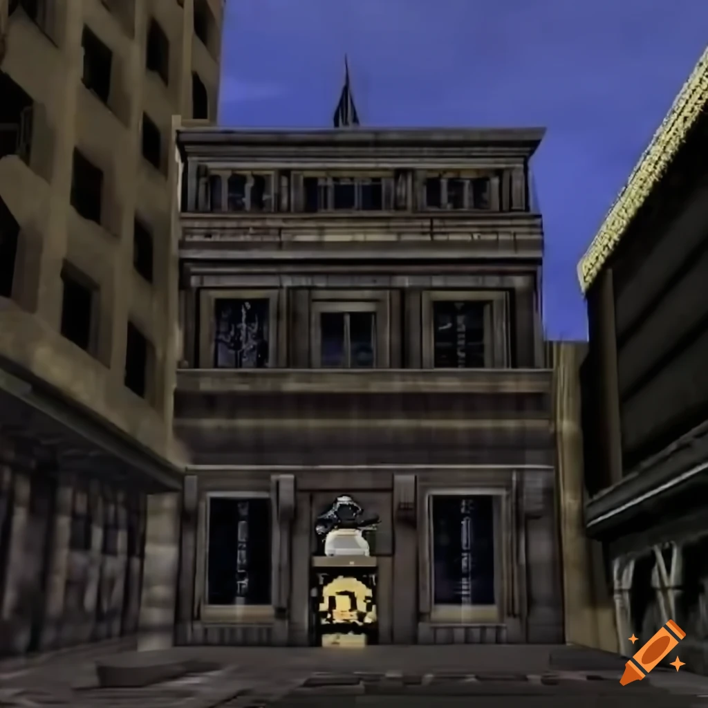 Iranian Bank Building with black bricks , Screenshot from ps3 video ...