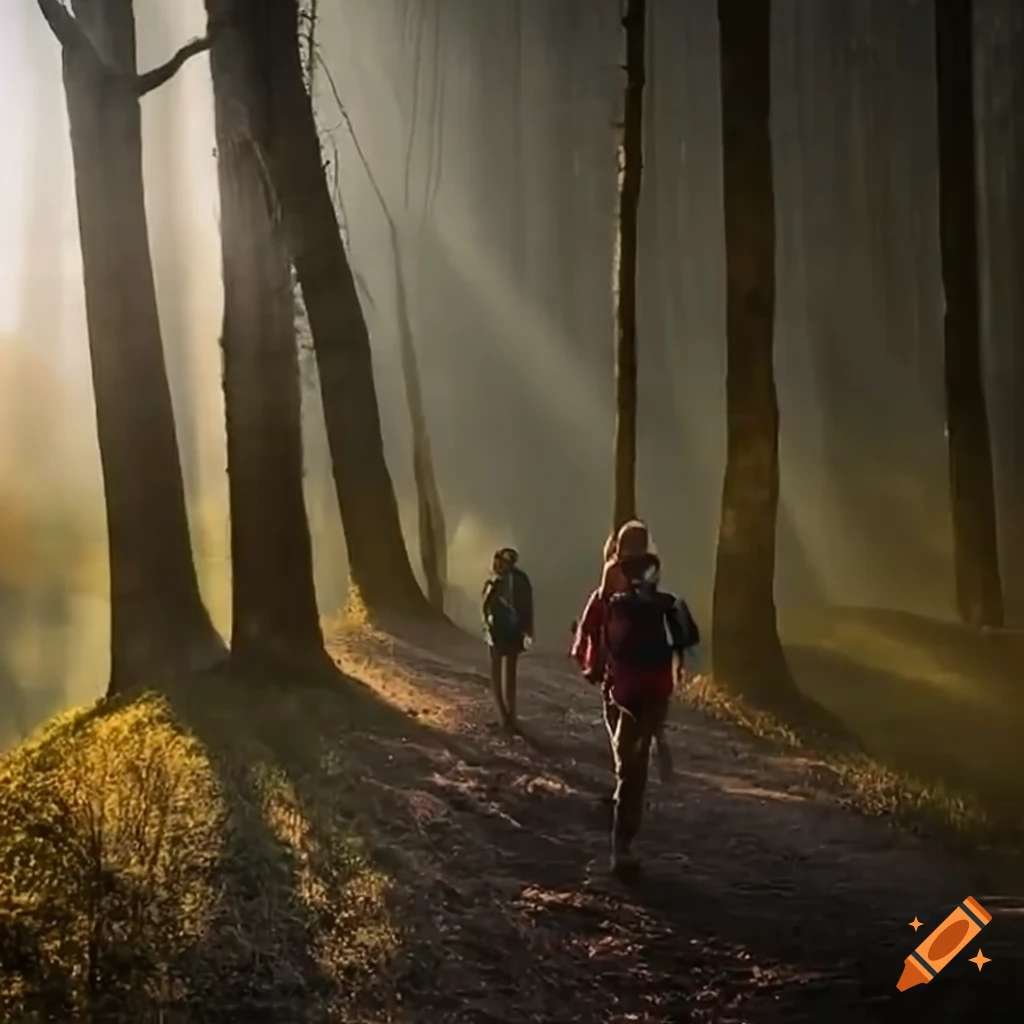 Hikers hiking in the early morning