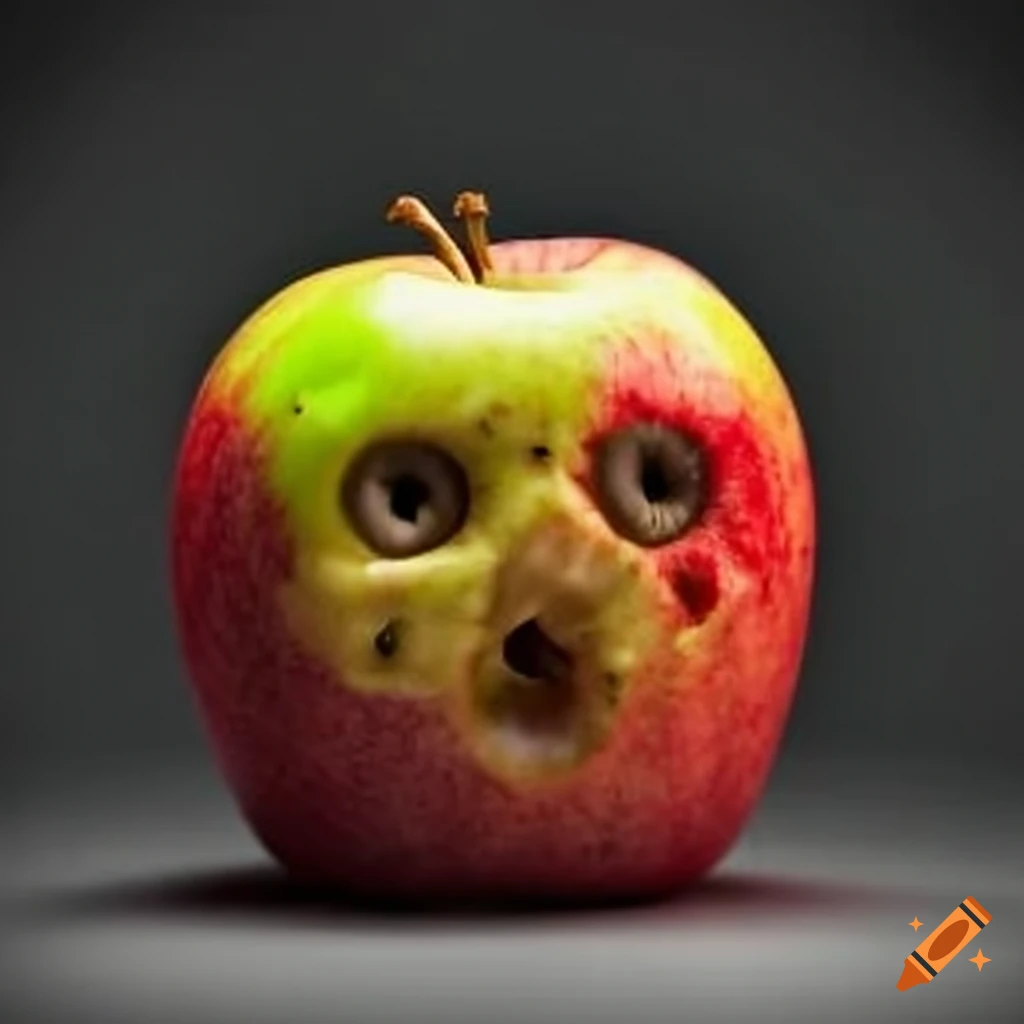 An apple with horrifying traits on Craiyon