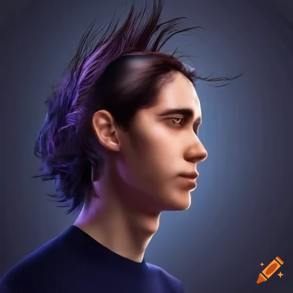 A male programmer with long hair coding on a computer on Craiyon