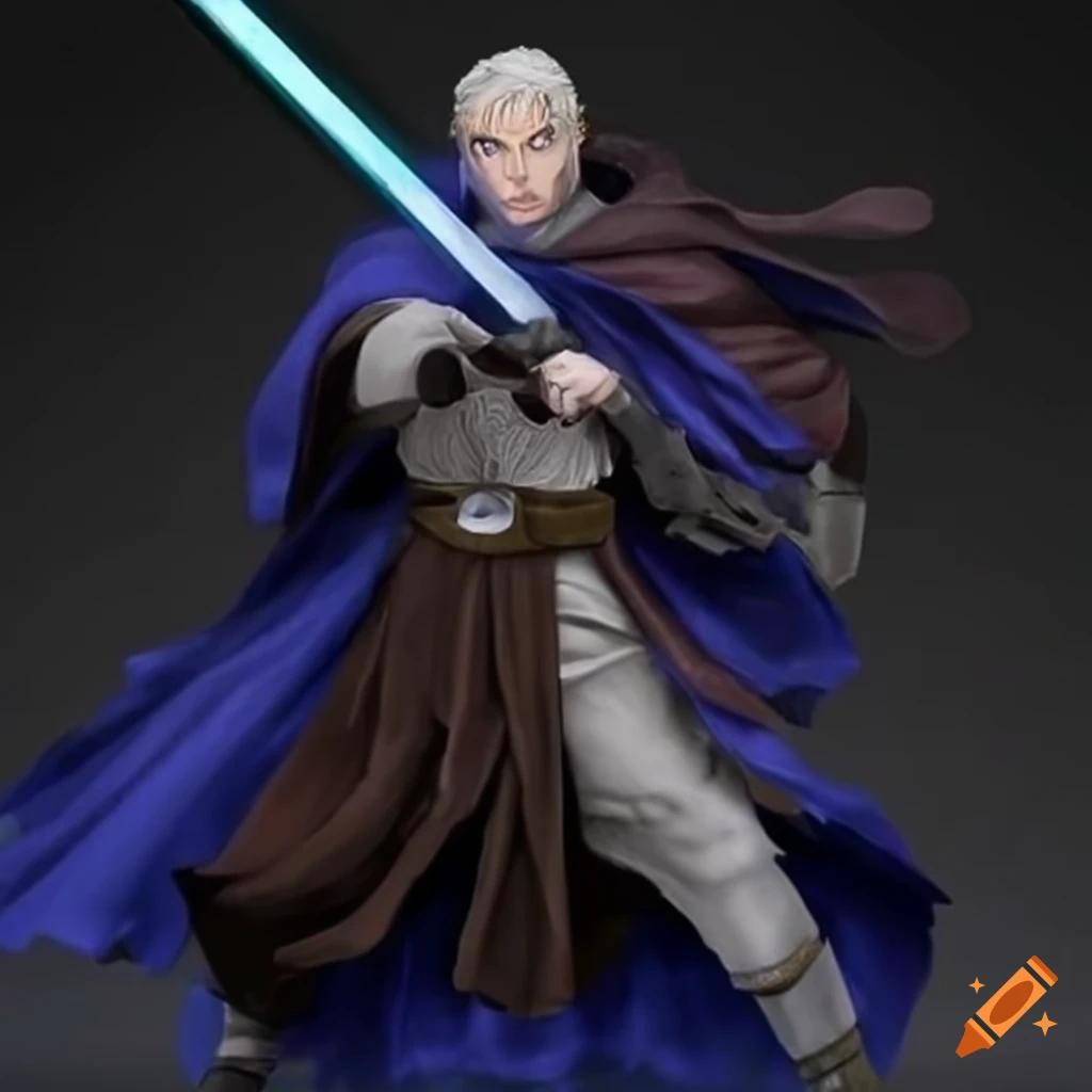 Griffith de Berserk fusion Mace Windu as blue templar knight with sword ...