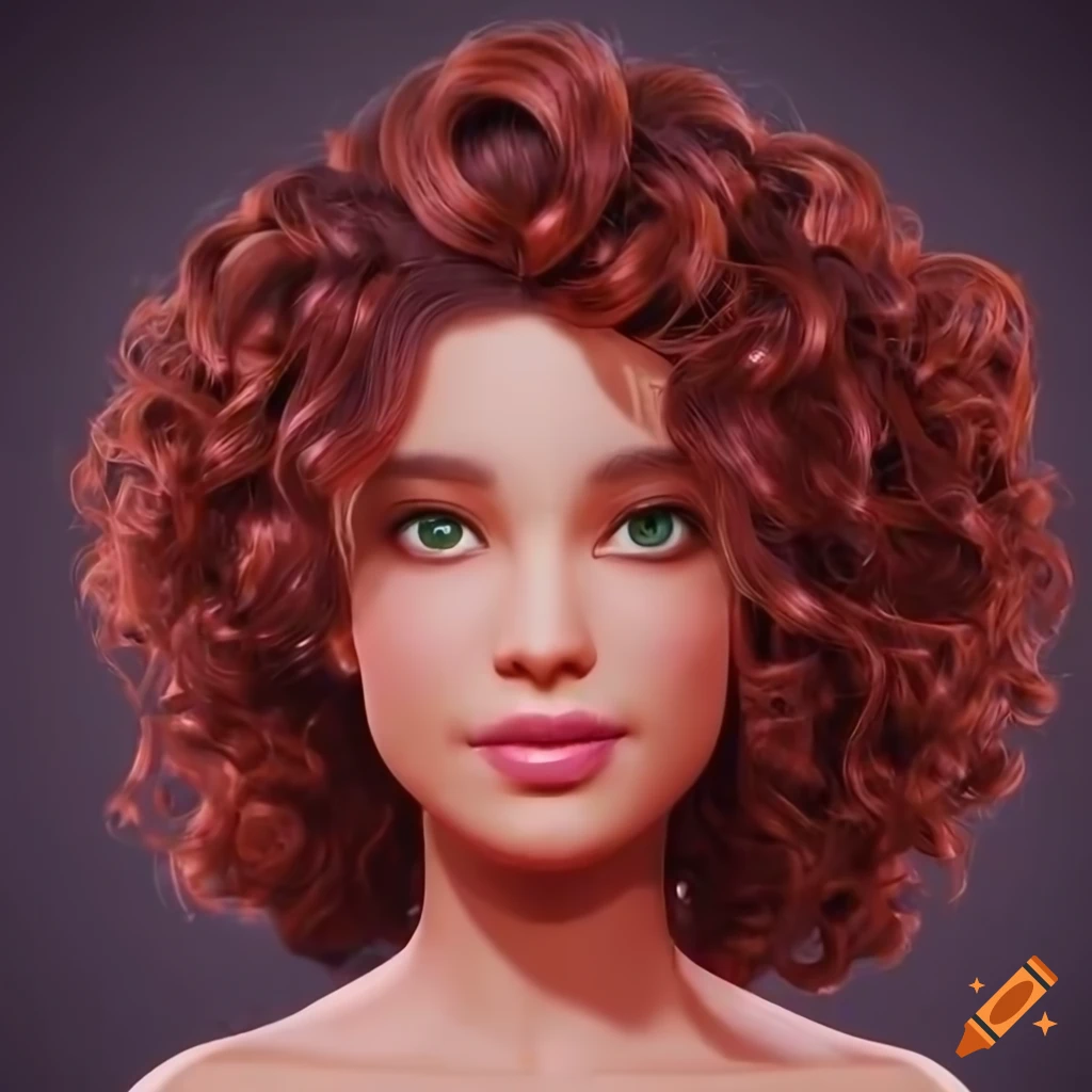 3 d rendered character portrait of latin barbie with curly hair, 3 d ...
