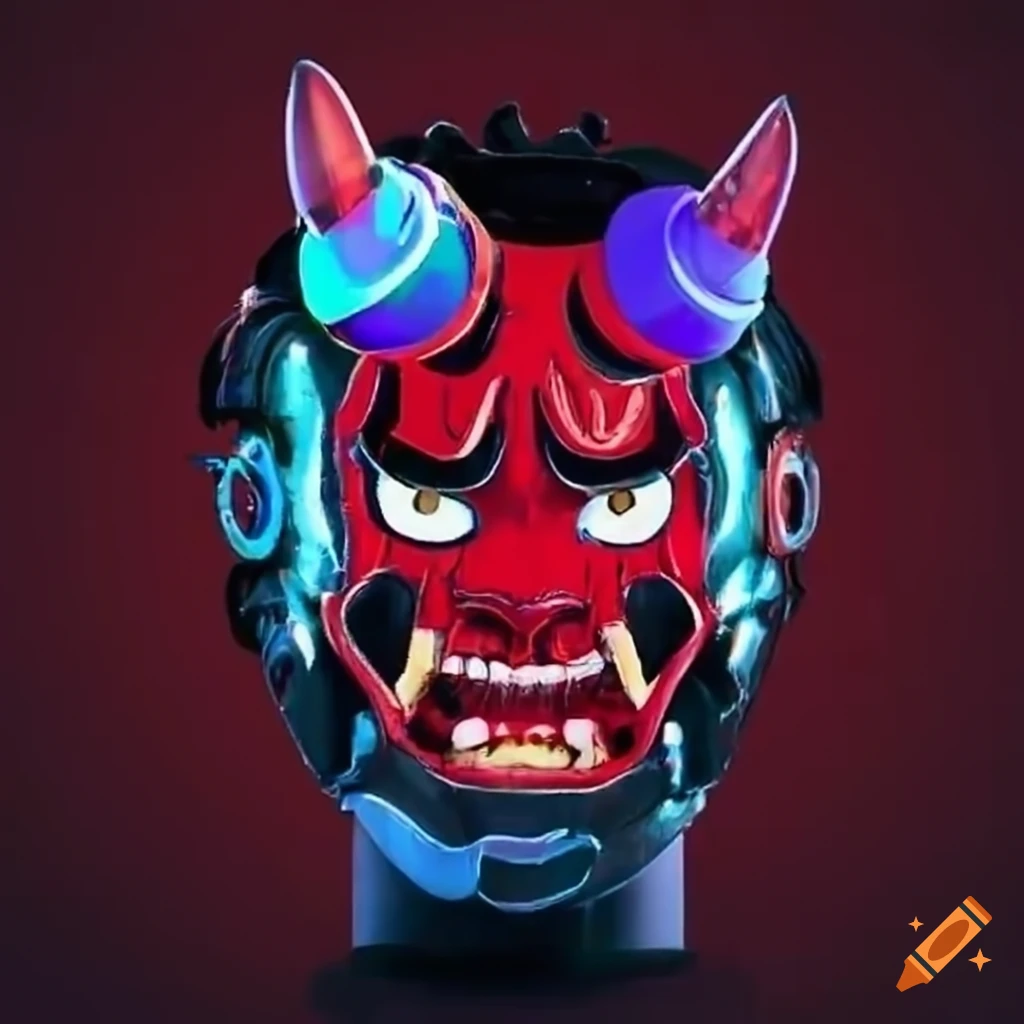 Dance gavin dance robot wearing an oni mask