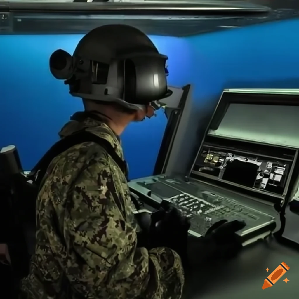 A chinese navy sailor dons an ar helmet with a virtual naval combat ...