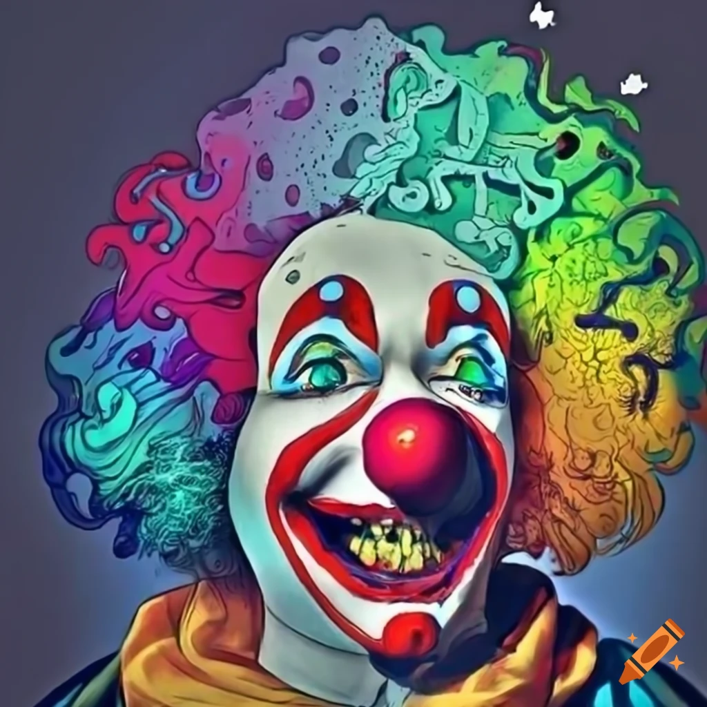 Trippy clown on Craiyon