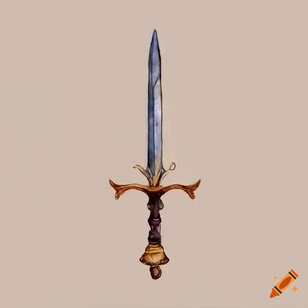 Neutral watercolor illustration of greek sword with white background on ...