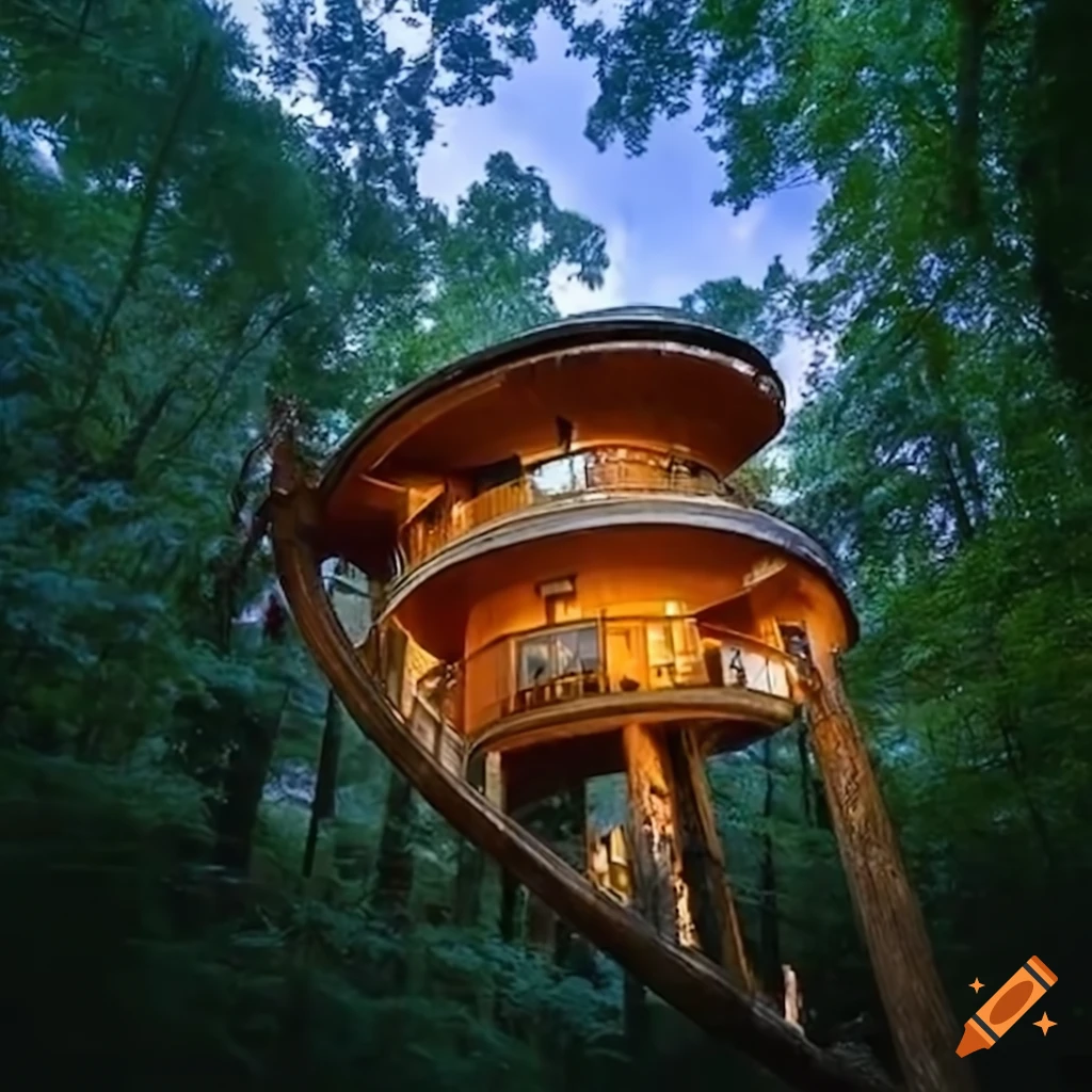 The treehouse haven: imagine a house nestled high among the branches of ...