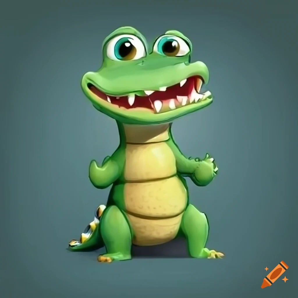 Cute pixar crocodile chibi character design