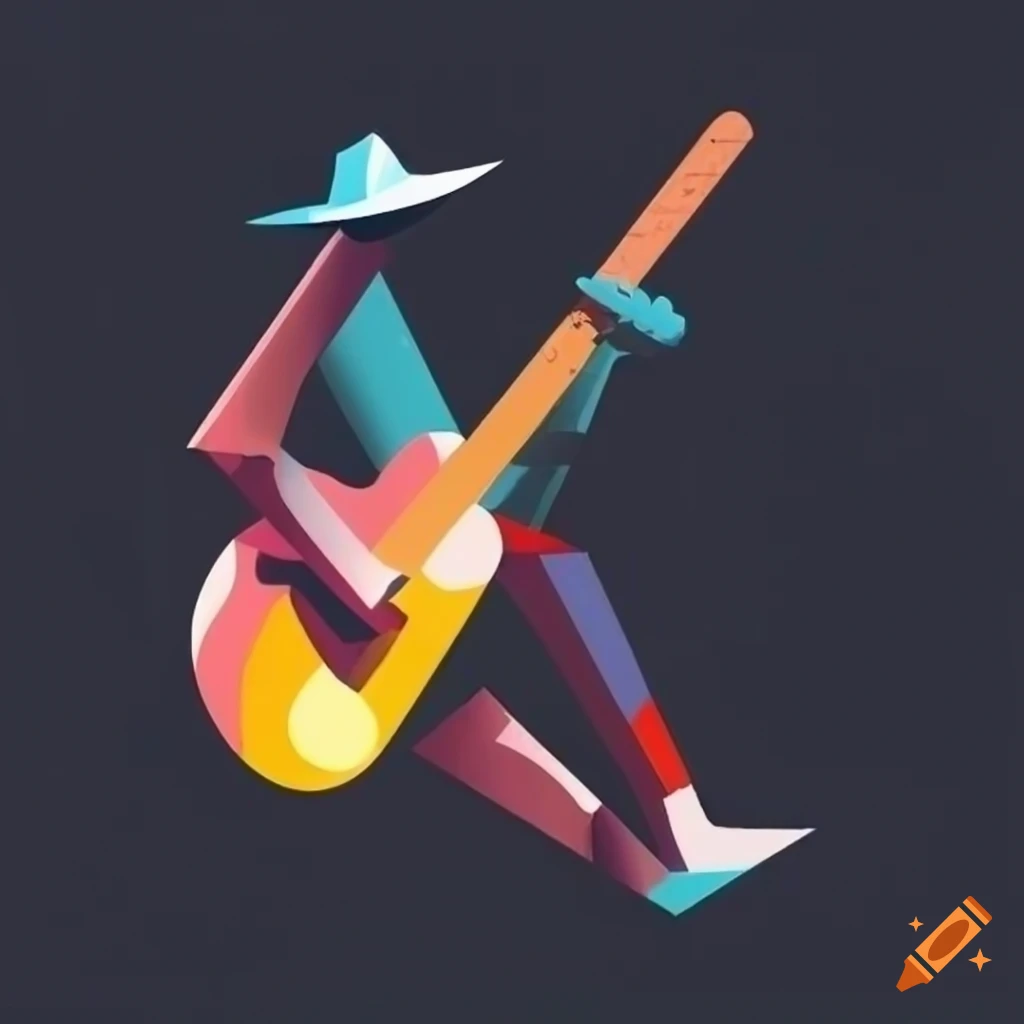 Abstract geometric shapes guitar playing man on Craiyon