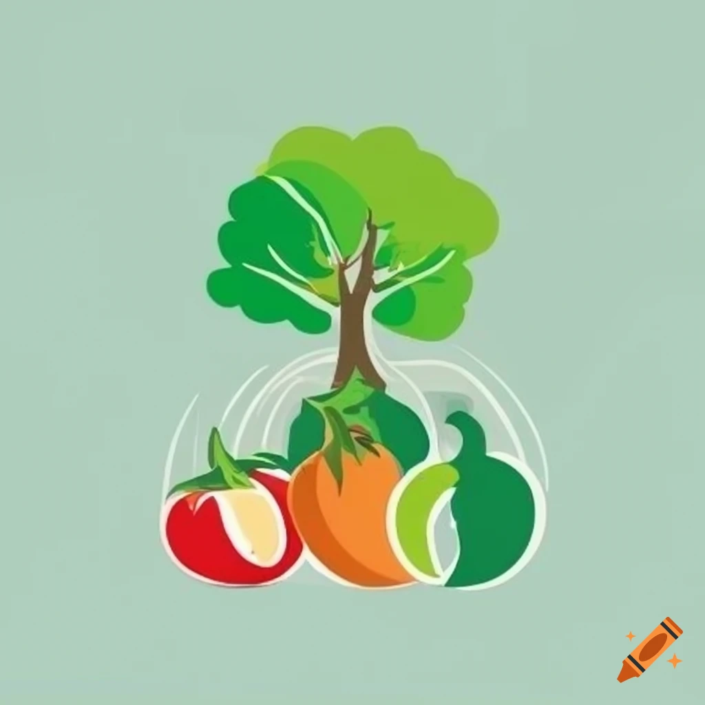 Clean logo design with vegetables and tree for gardening company on Craiyon
