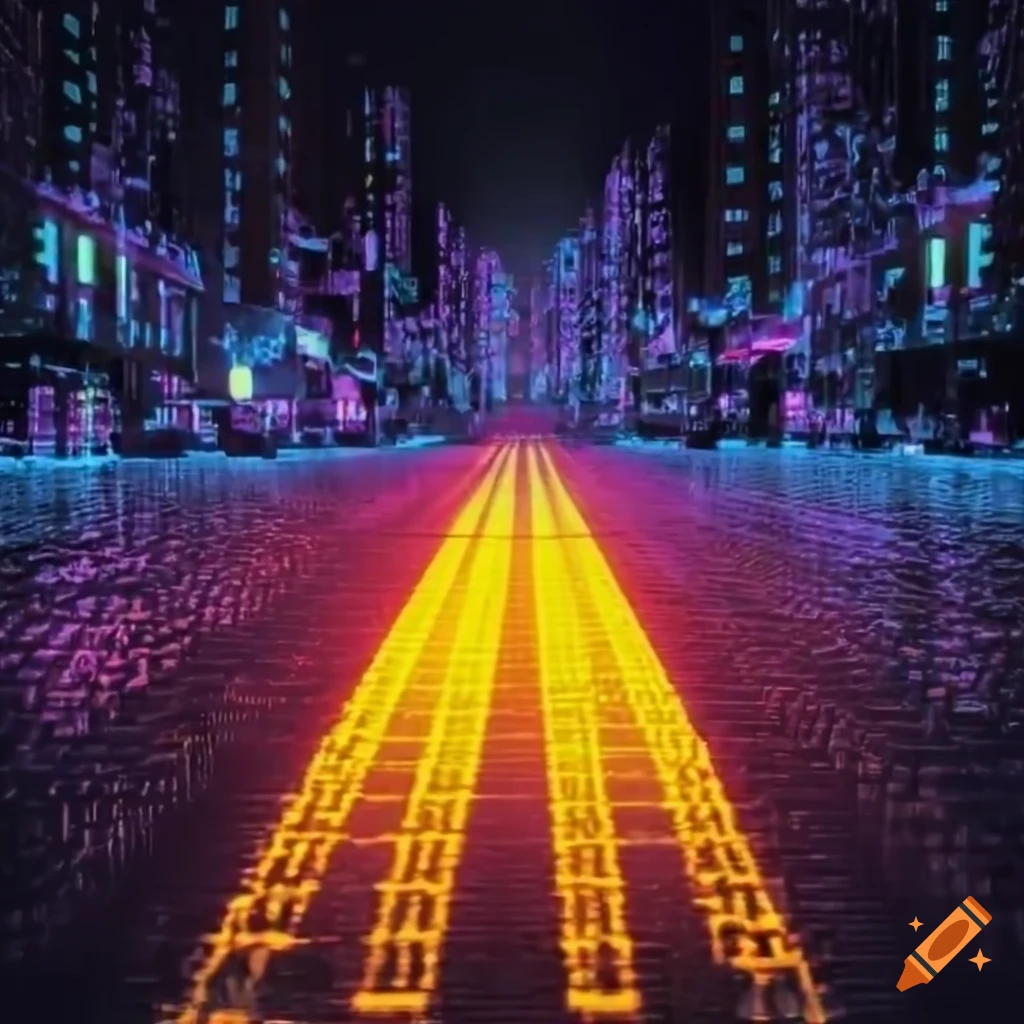 Synthwave, city made of salt crystal, style the matrix movie text ...