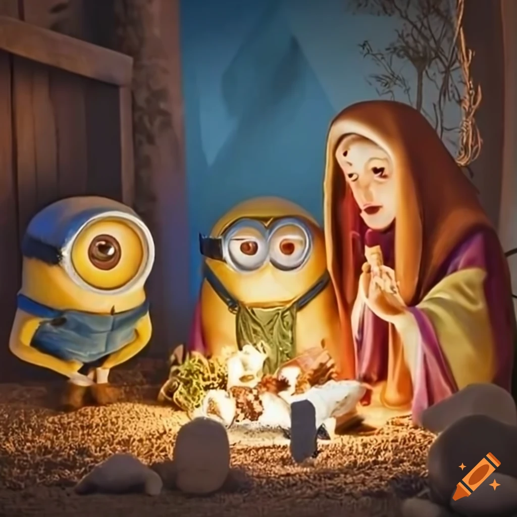 Nativity scene with minions