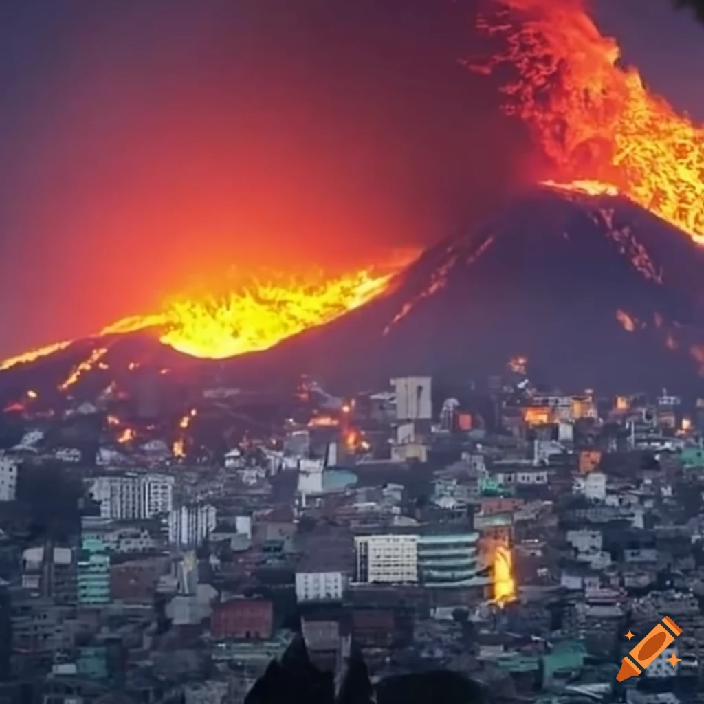Devastating volcanic eruption engulfs the city of Quito in chaos on Craiyon