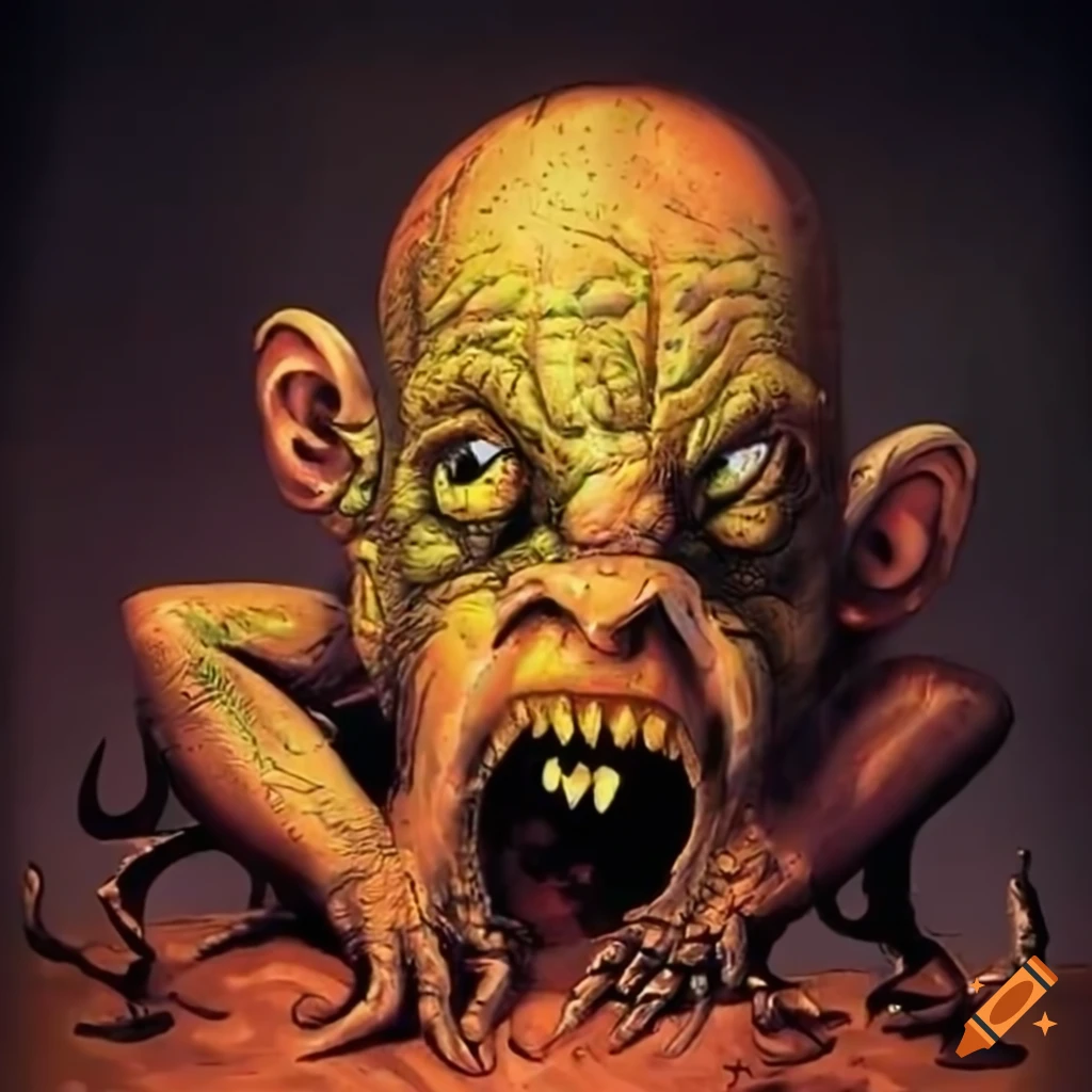 Grotesque monster comic style 1950 décor desert zone 51 cactus ...