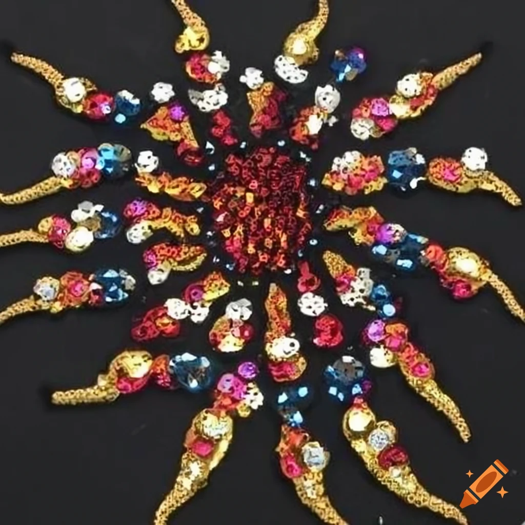 Flaming meteor claws embroidery sequin and beads on Craiyon