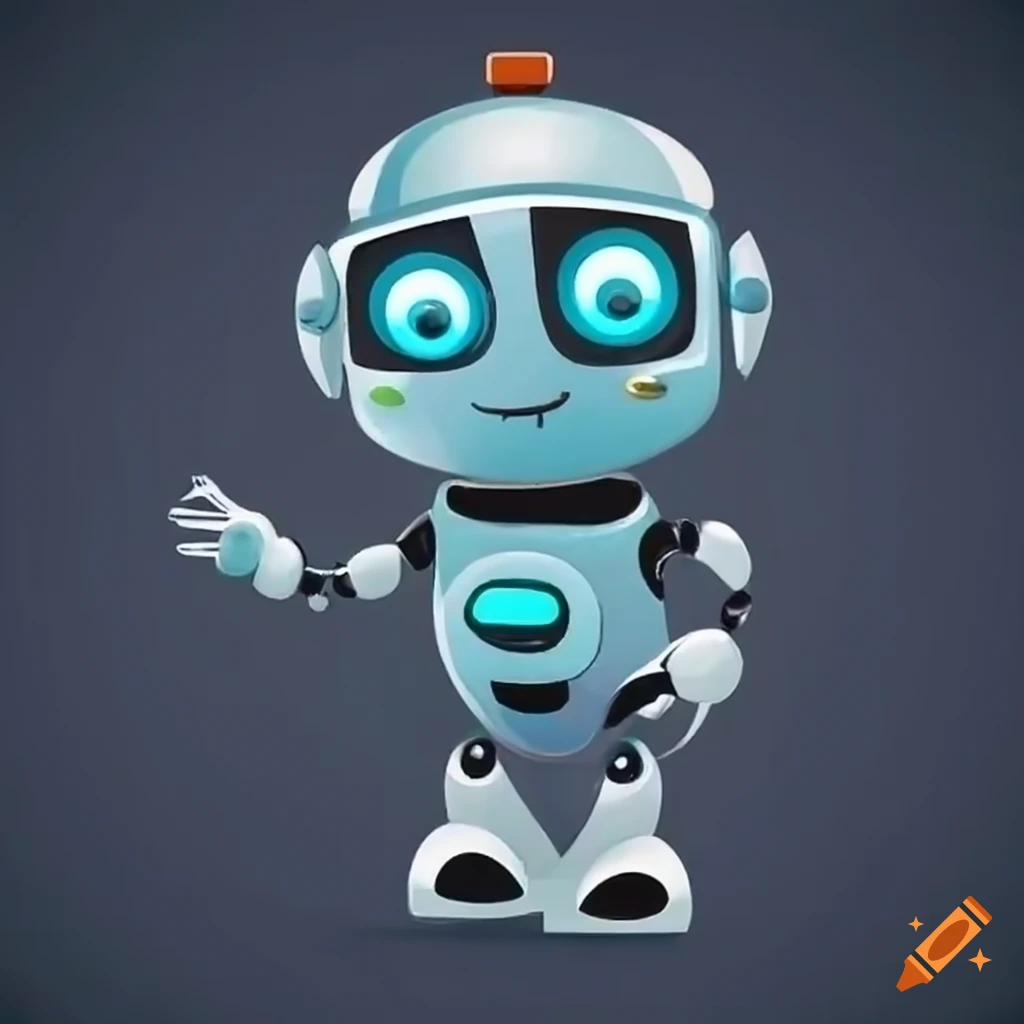 Cute little robot holding up a sign