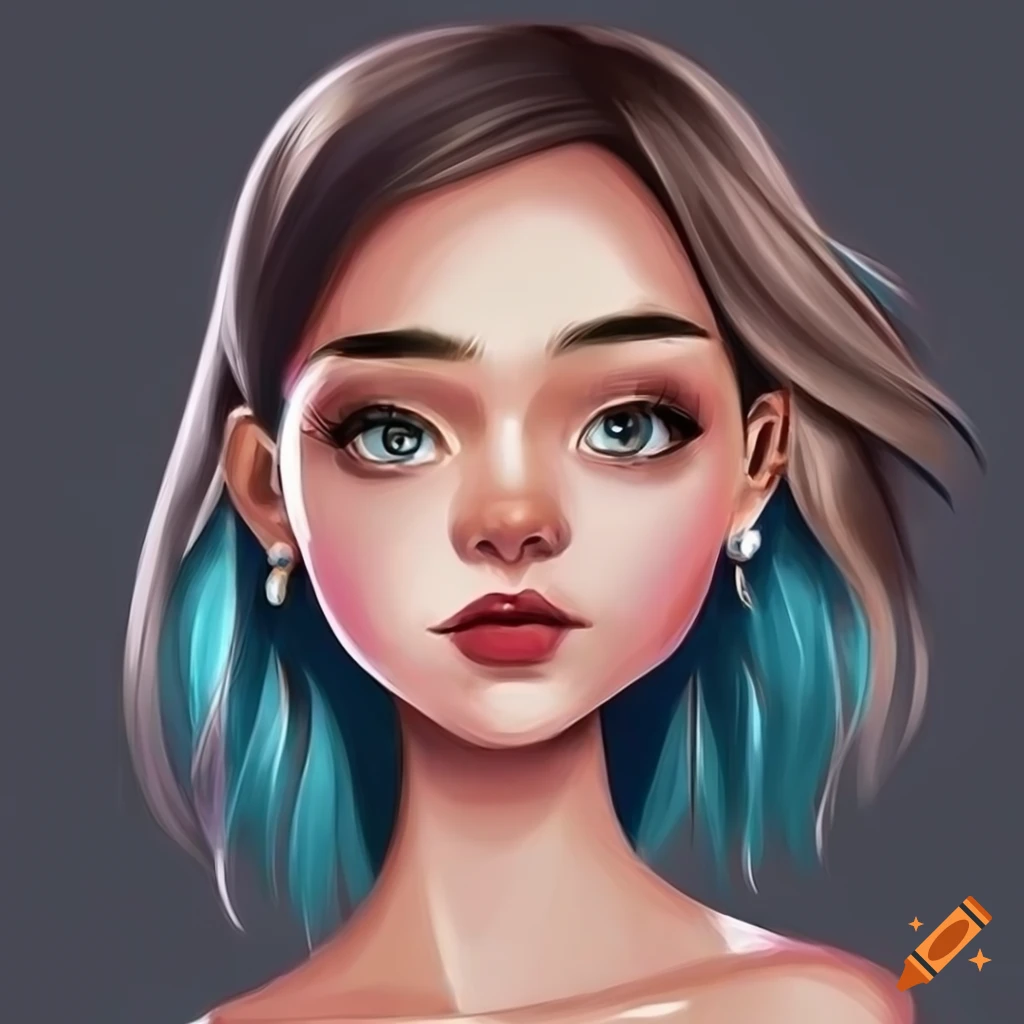 Girl cartoon portrait, beauty,digital painting