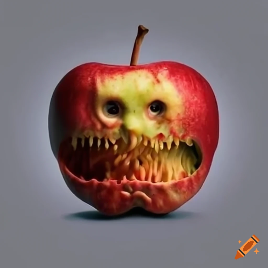 A horrifyingly psychologically disturbing apple on Craiyon