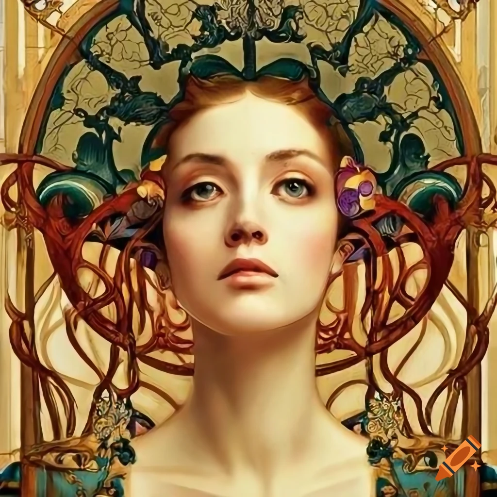 Art nouveau high resolution high quality poster on Craiyon