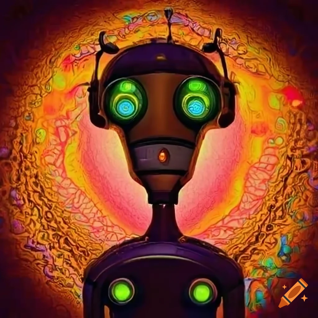 Psychedelic atom lofi electro robot