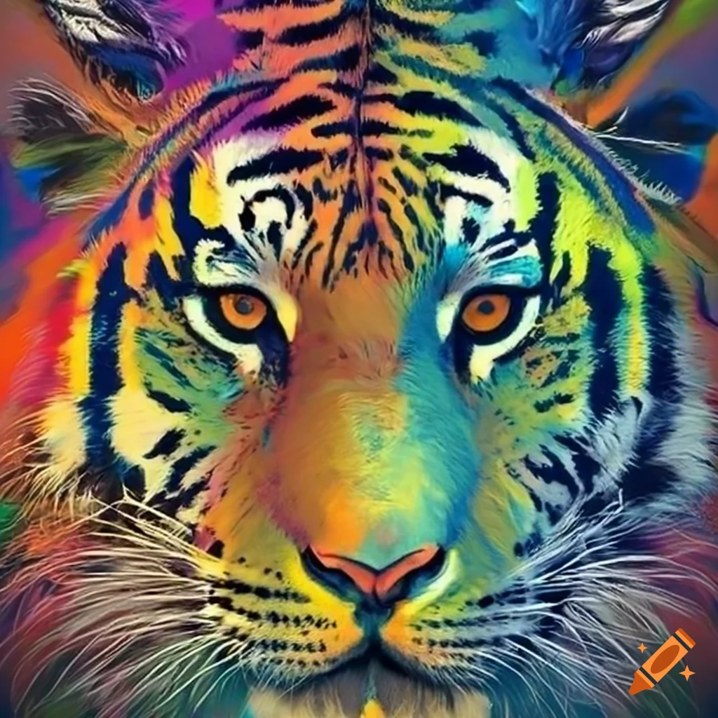 A rainbow wild tiger on Craiyon