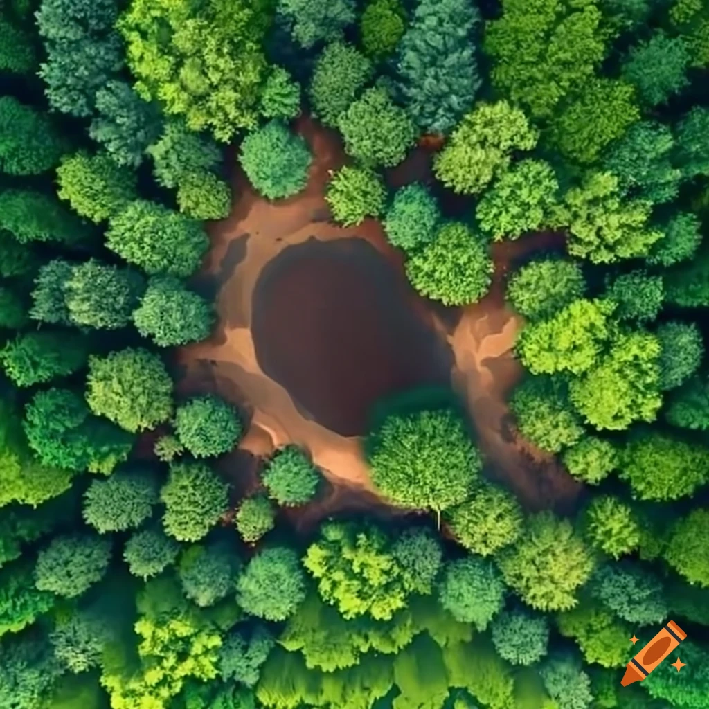 Birds eye view of a large forest