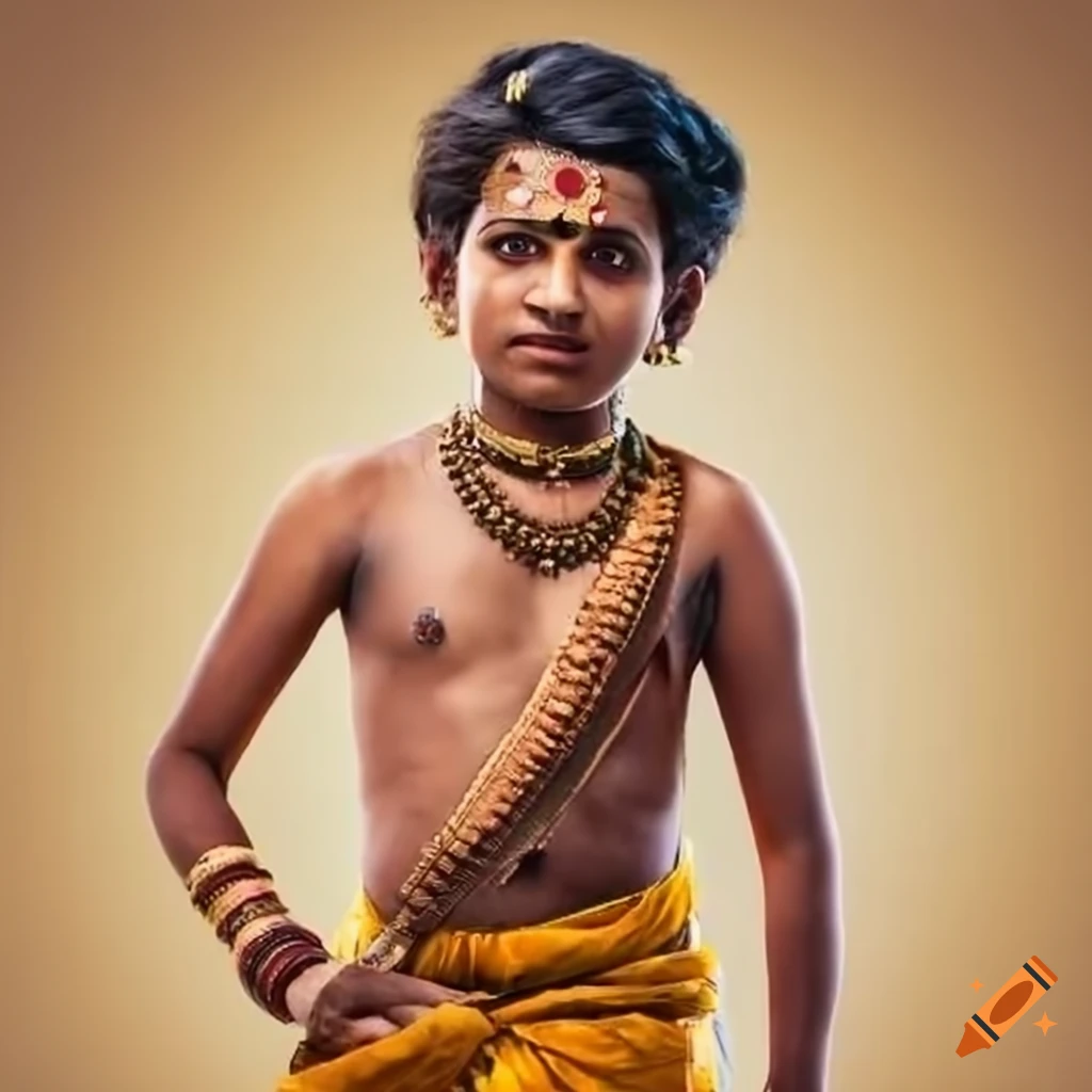 A confident warrior with traditional South Indian attire, standing ...