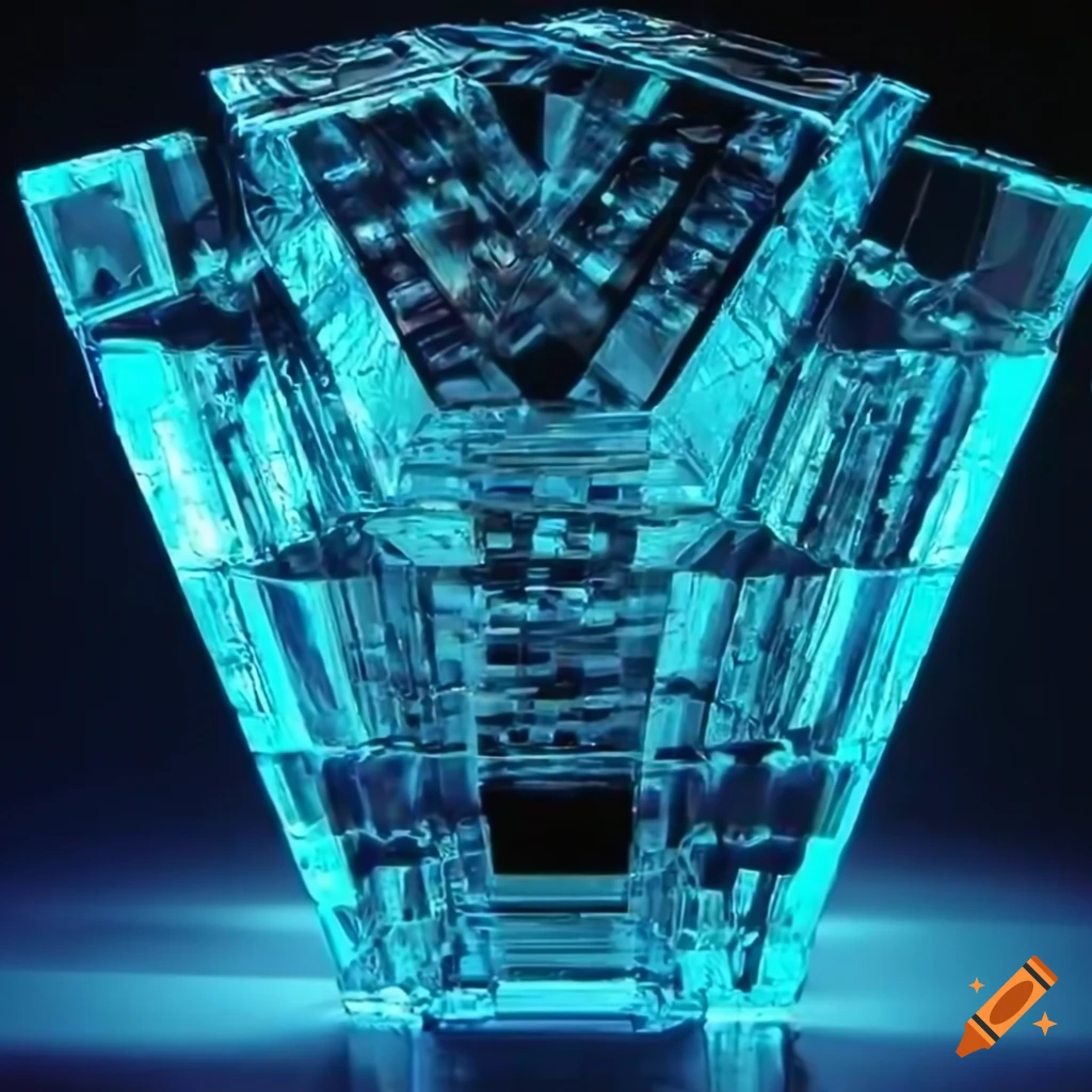 Freezed cube made of translucent 3d blocks, 50 inches wide, matrix ...
