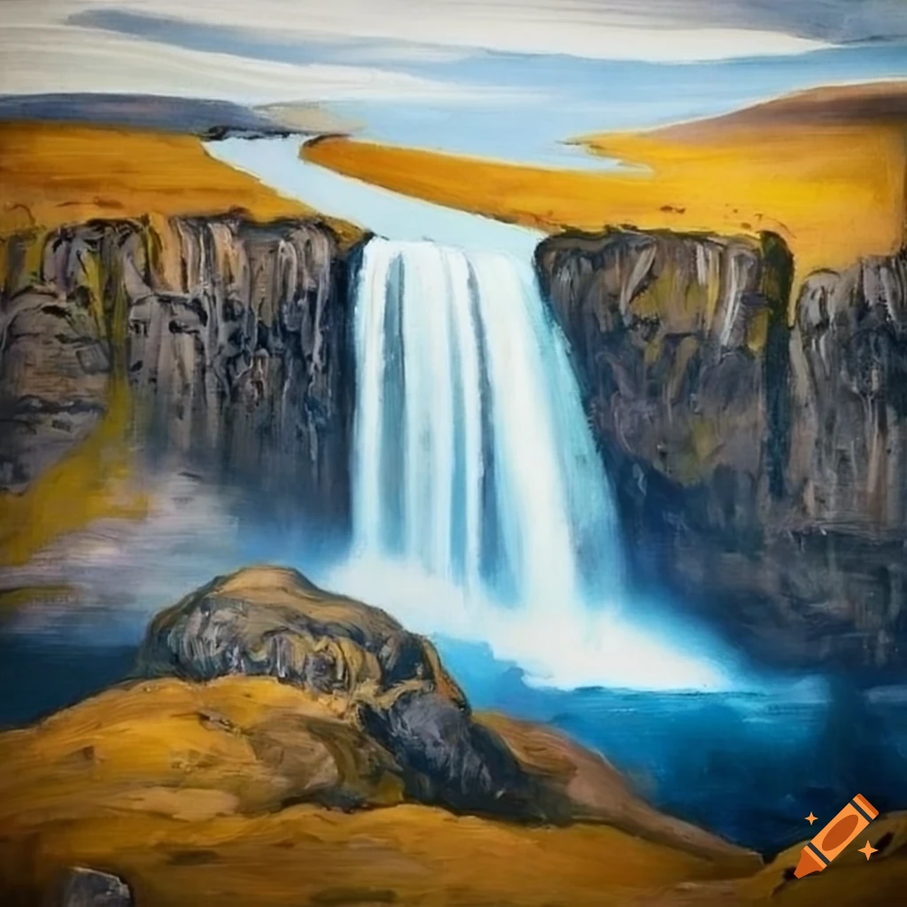 Jóhannes sveinsson kjarval painting of icelandic waterfall
