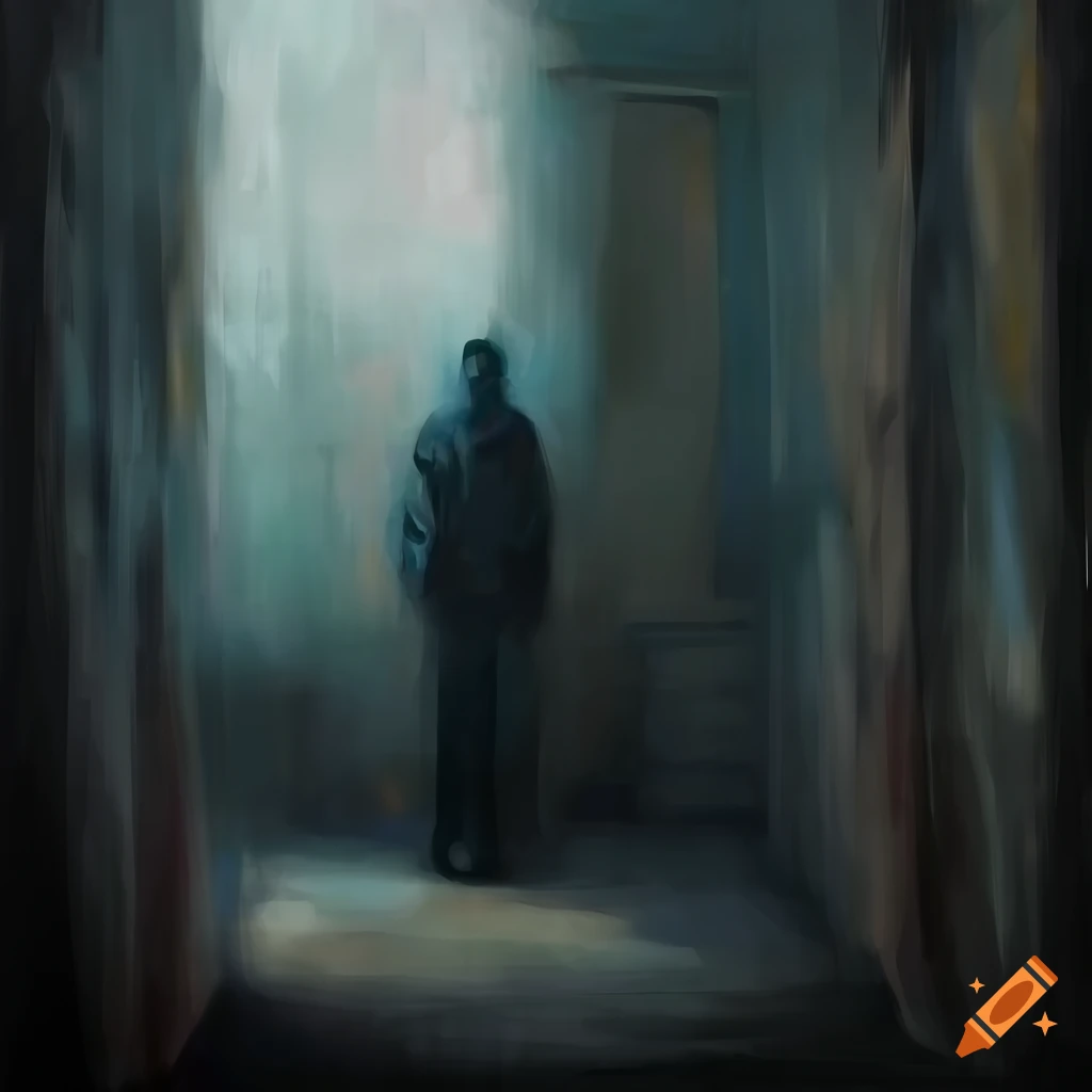 A lone man in a prison cell, sombre, atmospheric, dark, digital ...