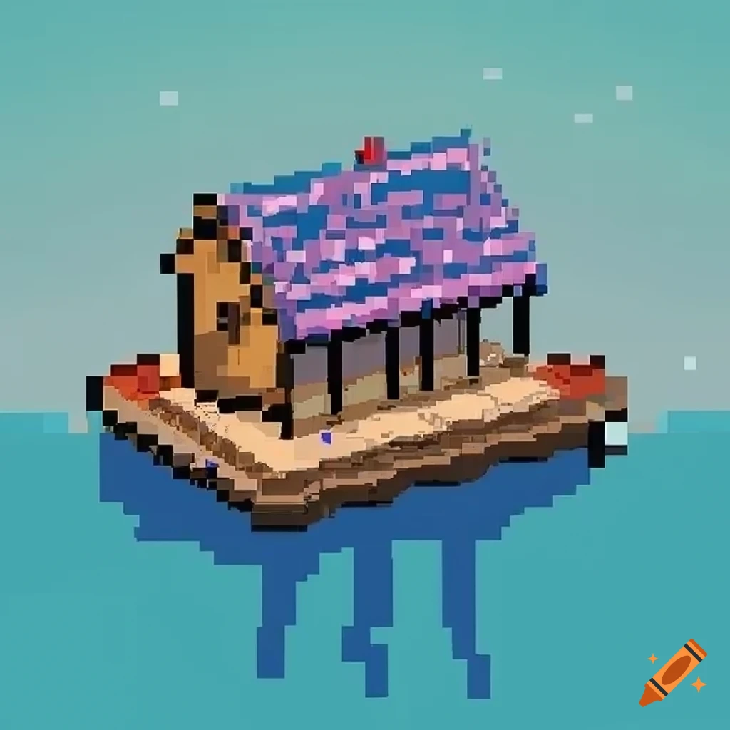 Pixel art boat dock 8-bit