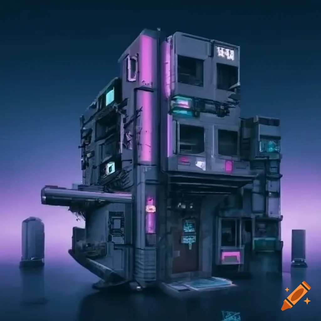 Cyberpunk dystopian housing unit on Craiyon