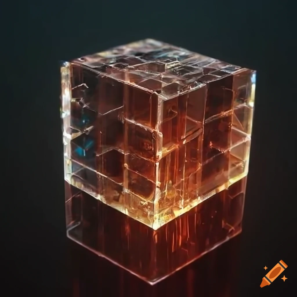 Freezed cube made of translucent 3d blocks, 100 inches wide, matrix ...