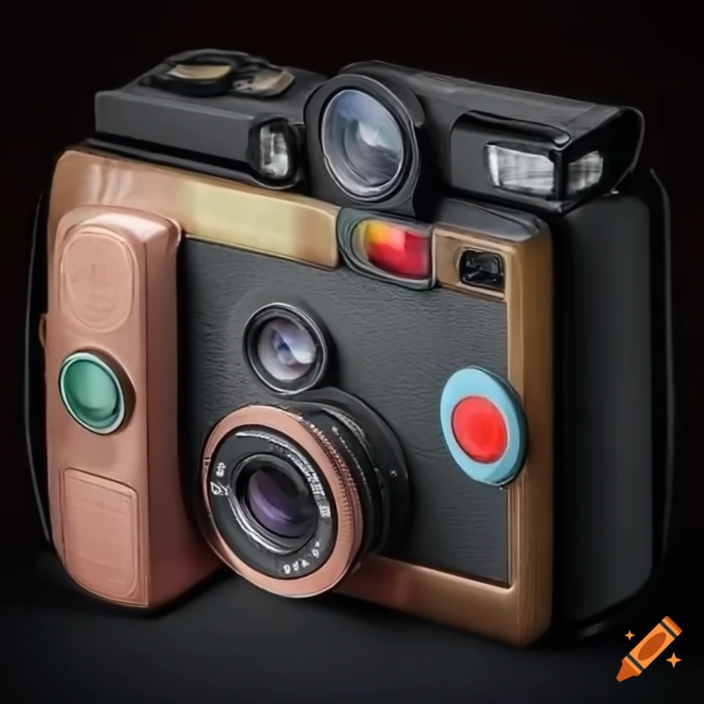 Polaroid camera, art nouveau design, realistic, 4k on Craiyon