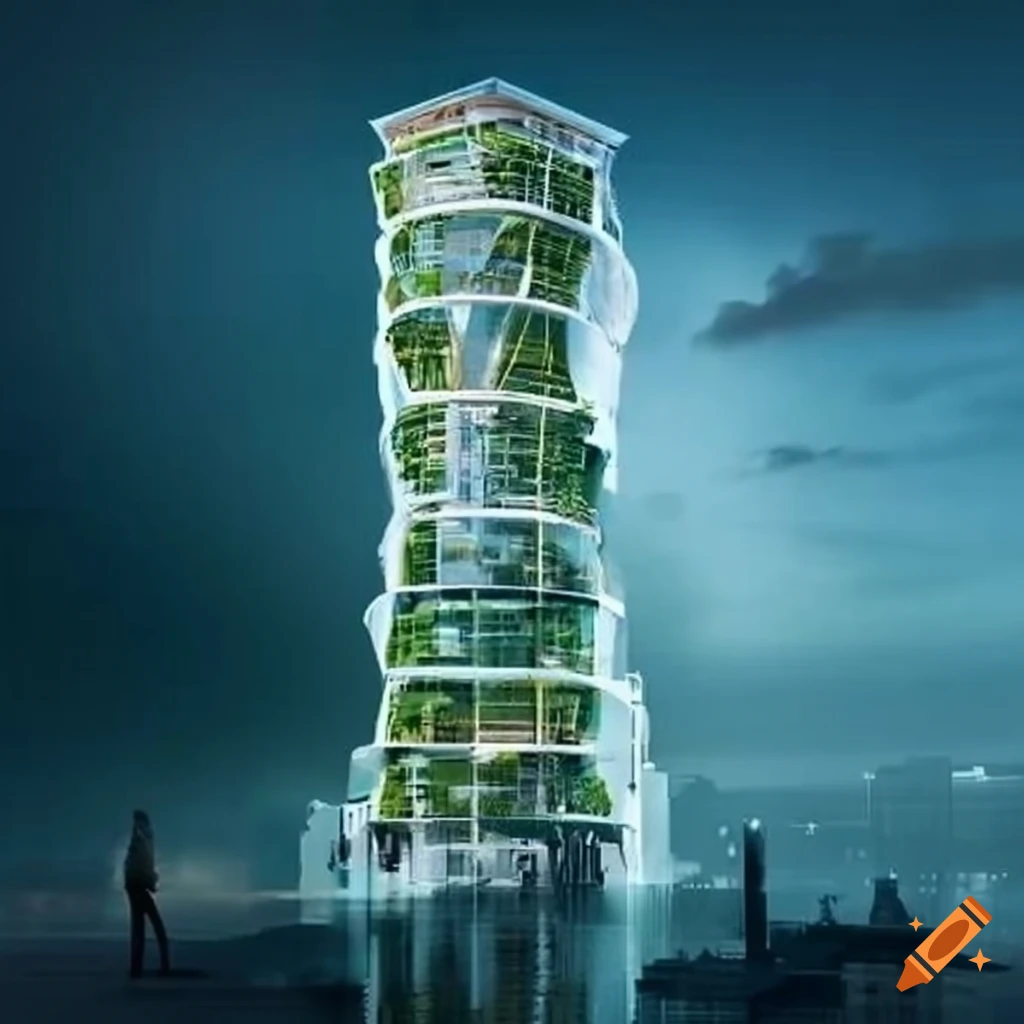 Sustainable utopian city green buildings, which are envisioned as ...