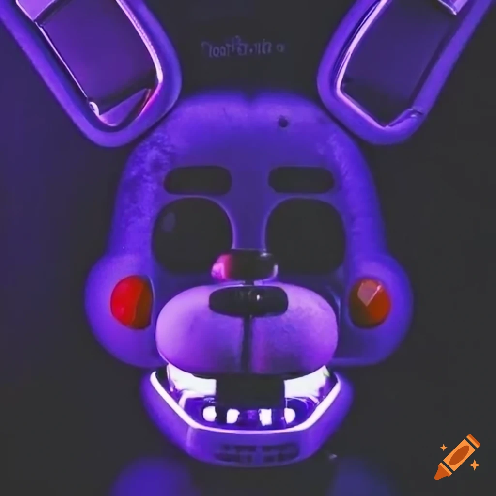 Real life, an up close shot of, FNaF, a purple glowing, gummy Bonnie ...