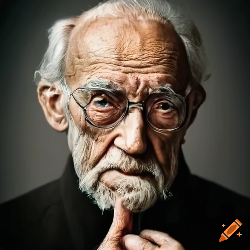 Portrait of a charismatic old man with a distinctive profile like a ...