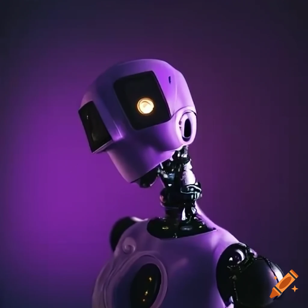 A purple robot producing music on Craiyon