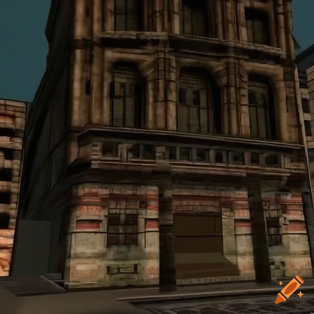 Iranian Bank Building with black bricks , Screenshot from ps3 video ...