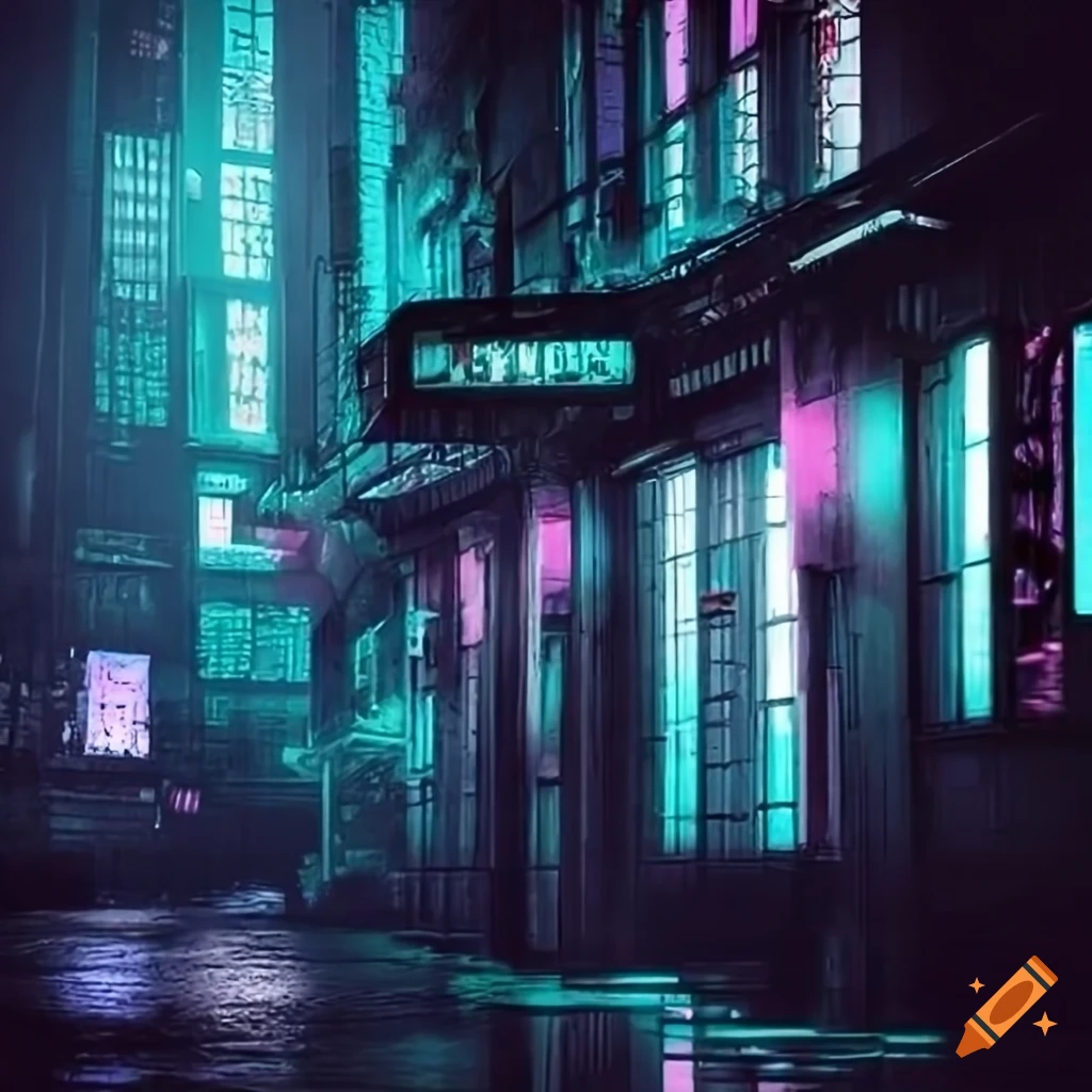 Film noir cyberpunk building photo-realistic detailed hi-rez on Craiyon
